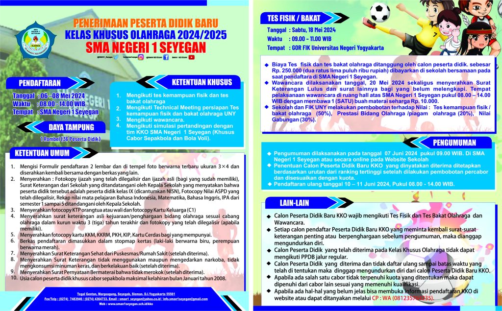 PPDB KKO 2024 | SMA Negeri 1 Seyegan